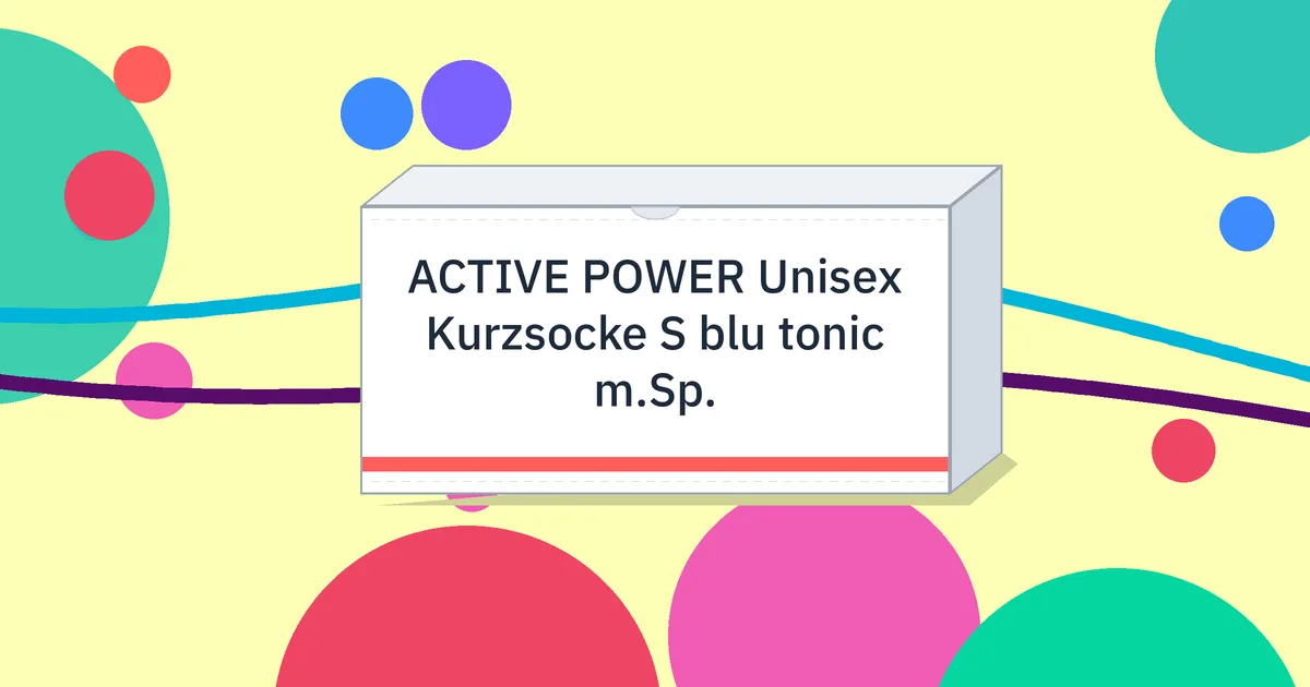 Symbolbild: Packung mit der Aufschrift ACTIVE POWER Unisex Kurzsocke S blu tonic m.Sp. (PZN 16194584) – Verfügbarkeit und Bezug in Apotheken in Frankfurt am Main