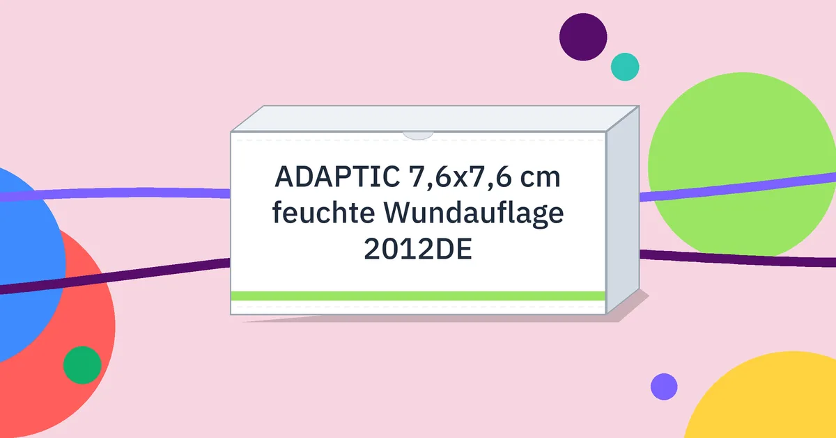 Symbolbild: Packung mit der Aufschrift ADAPTIC 7,6x7,6 cm feuchte Wundauflage 2012DE (PZN 18879719) – Verfügbarkeit und Bezug in Apotheken in Frankfurt am Main