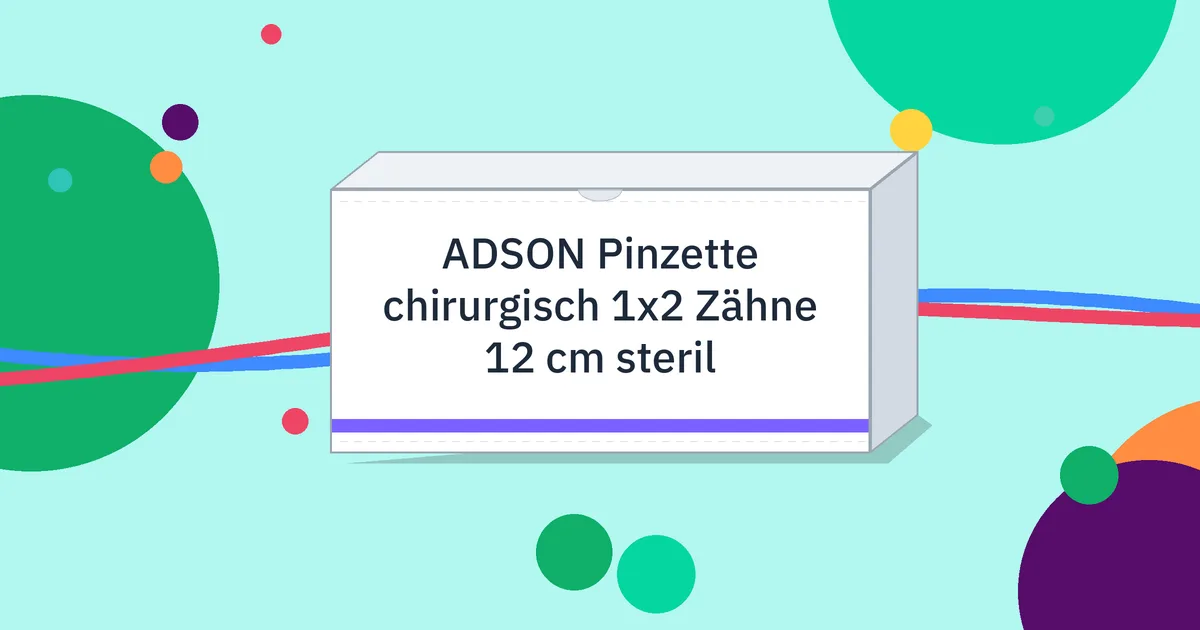 Symbolbild: Packung mit der Aufschrift ADSON Pinzette chirurgisch 1x2 Zähne 12 cm steril (PZN 19978323) – Verfügbarkeit und Bezug in Apotheken in Frankfurt am Main