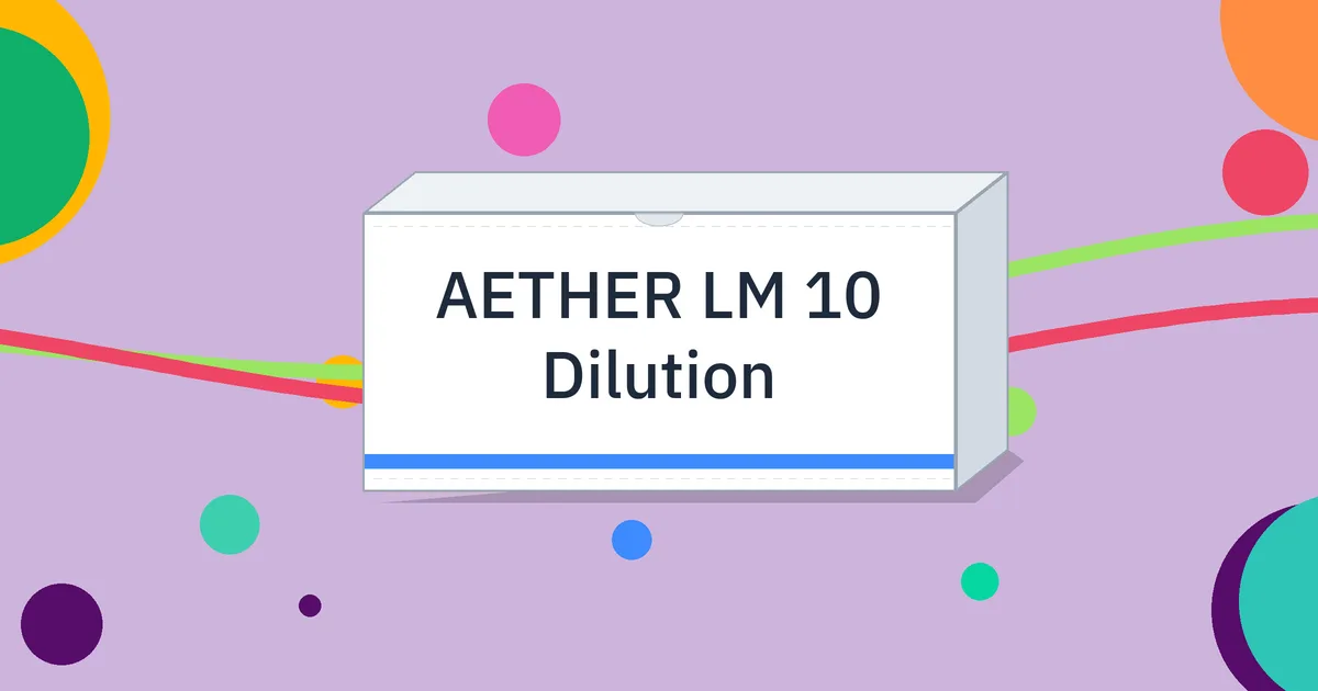 Symbolbild: Packung mit der Aufschrift AETHER LM 10 Dilution (PZN 13300063) – Verfügbarkeit und Bezug in Apotheken in Frankfurt am Main