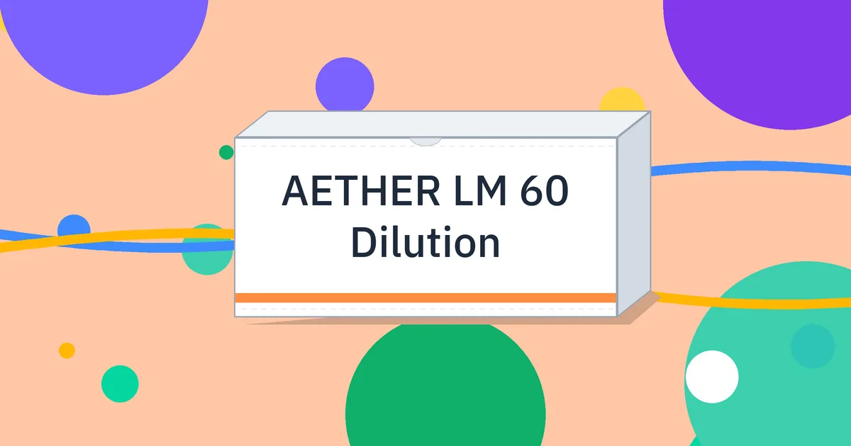 Symbolbild: Packung mit der Aufschrift AETHER LM 60 Dilution (PZN 13300637) – Verfügbarkeit und Bezug in Apotheken in Frankfurt am Main