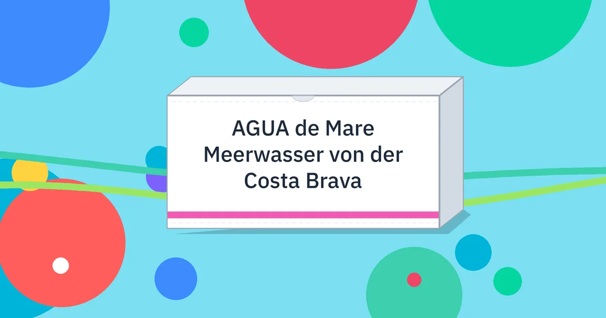 Symbolbild: Packung mit der Aufschrift AGUA de Mare Meerwasser von der Costa Brava (PZN 18724537) – Verfügbarkeit und Bezug in Apotheken in Frankfurt am Main
