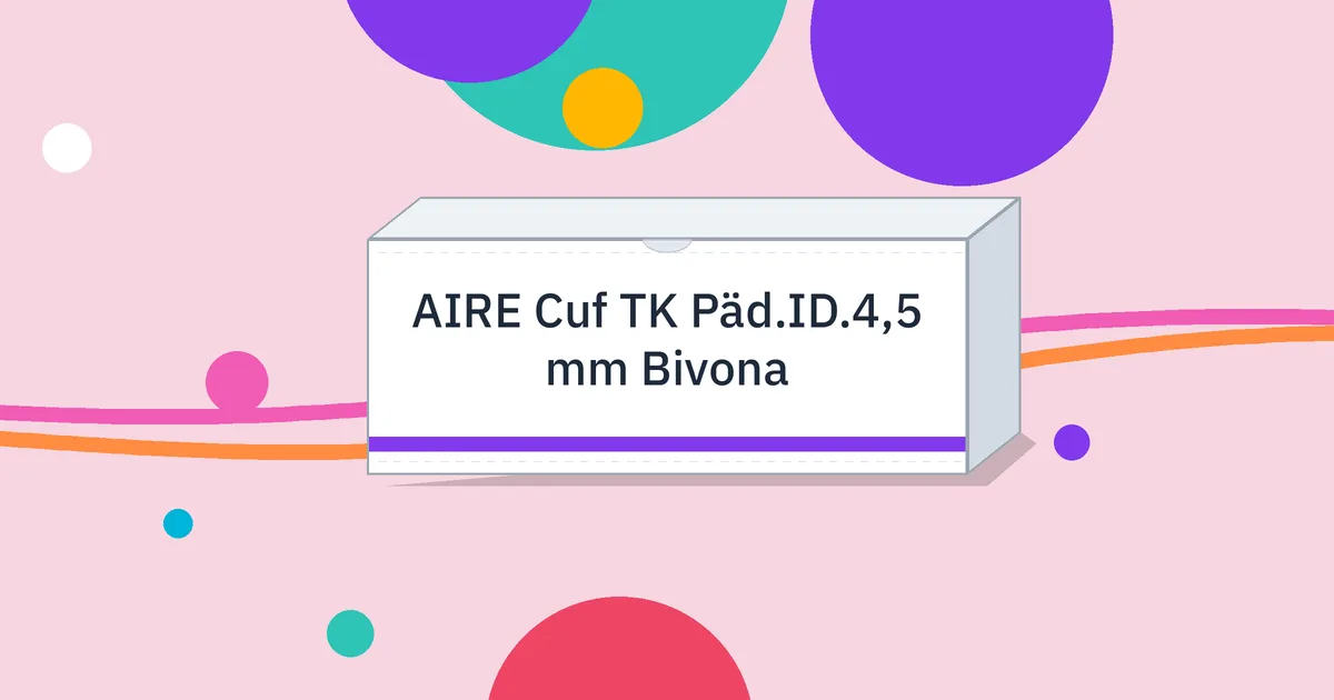 Symbolbild: Packung mit der Aufschrift AIRE Cuf TK Päd.ID.4,5 mm Bivona (PZN 02257826) – Verfügbarkeit und Bezug in Apotheken in Frankfurt am Main