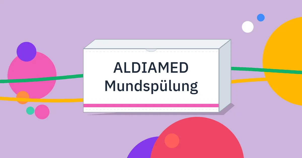 Symbolbild: Packung mit der Aufschrift ALDIAMED Mundspülung (PZN 16943844) – Verfügbarkeit und Bezug in Apotheken in Frankfurt am Main