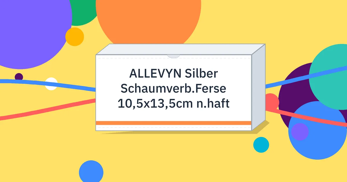Symbolbild: Packung mit der Aufschrift ALLEVYN Silber Schaumverb.Ferse 10,5x13,5cm n.haft (PZN 09686743) – Verfügbarkeit und Bezug in Apotheken in Frankfurt am Main
