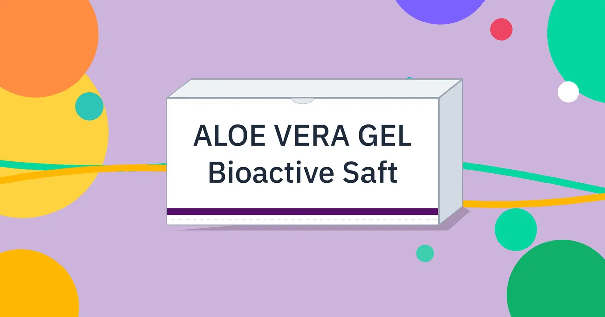 Symbolbild: Packung mit der Aufschrift ALOE VERA GEL Bioactive Saft (PZN 00844904) – Verfügbarkeit und Bezug in Apotheken in Frankfurt am Main