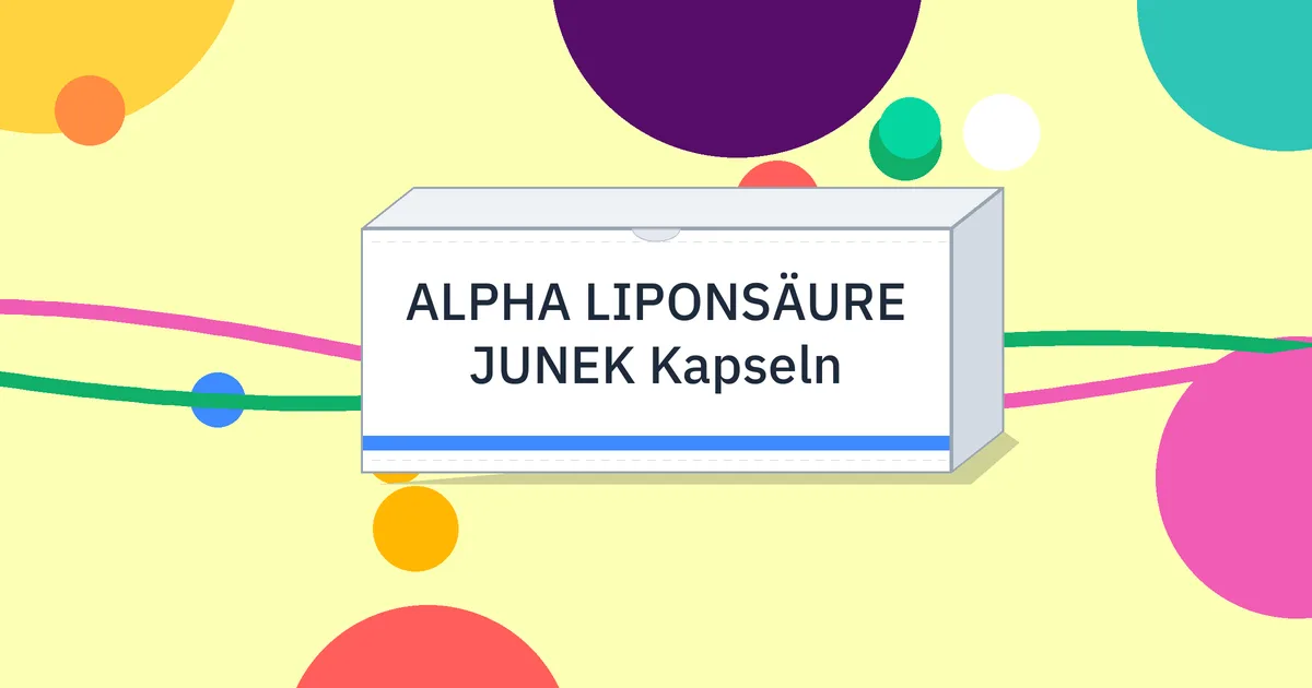 Symbolbild: Packung mit der Aufschrift ALPHA LIPONSÄURE JUNEK Kapseln (PZN 09680189) – Verfügbarkeit und Bezug in Apotheken in Frankfurt am Main