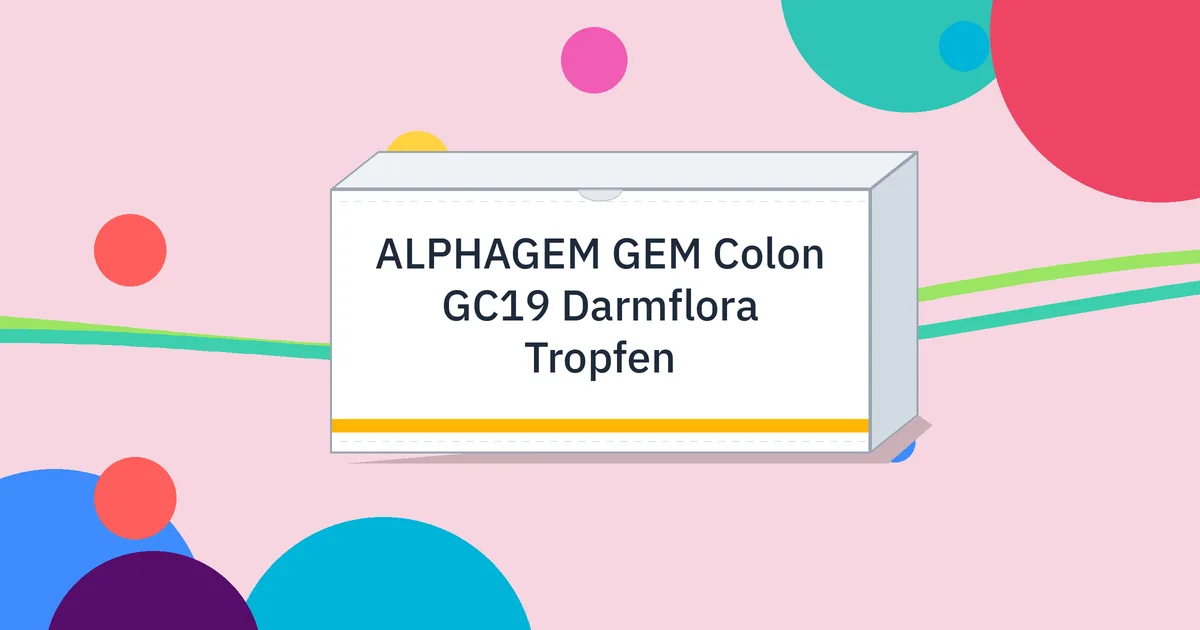 Symbolbild: Packung mit der Aufschrift ALPHAGEM GEM Colon GC19 Darmflora Tropfen (PZN 20296646) – Verfügbarkeit und Bezug in Apotheken in Frankfurt am Main