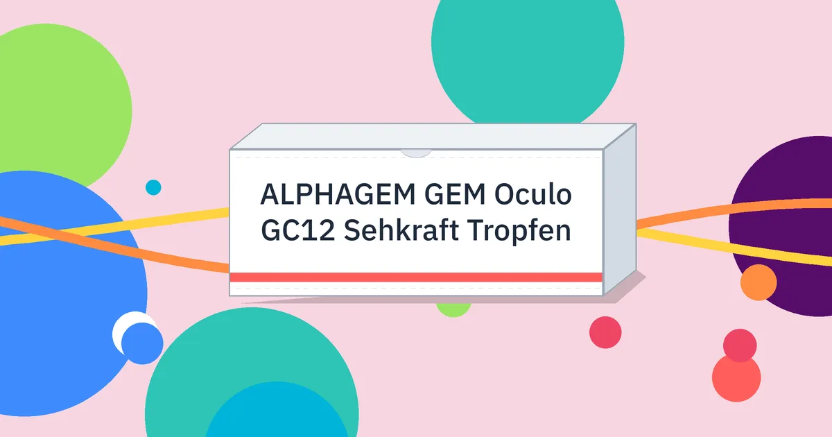 Symbolbild: Packung mit der Aufschrift ALPHAGEM GEM Oculo GC12 Sehkraft Tropfen (PZN 20296557) – Verfügbarkeit und Bezug in Apotheken in Frankfurt am Main