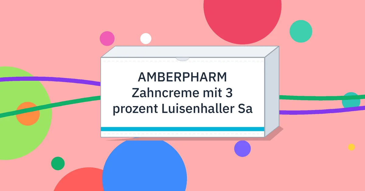 Symbolbild: Packung mit der Aufschrift AMBERPHARM Zahncreme mit 3 prozent Luisenhaller Sa (PZN 13836562) – Verfügbarkeit und Bezug in Apotheken in Frankfurt am Main
