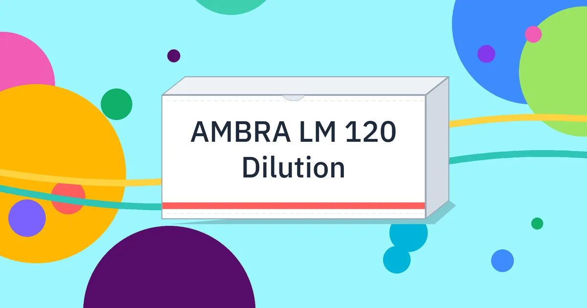 Symbolbild: Packung mit der Aufschrift AMBRA LM 120 Dilution (PZN 12760064) – Verfügbarkeit und Bezug in Apotheken in Frankfurt am Main