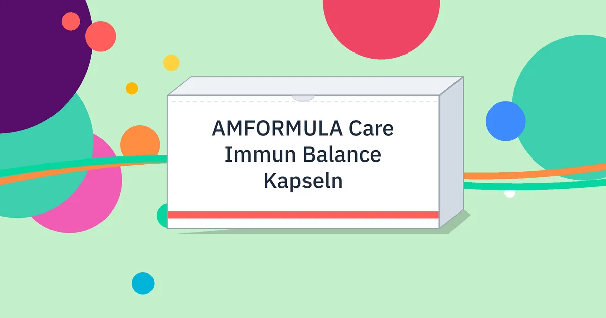 Symbolbild: Packung mit der Aufschrift AMFORMULA Care Immun Balance Kapseln (PZN 20197418) – Verfügbarkeit und Bezug in Apotheken in Frankfurt am Main
