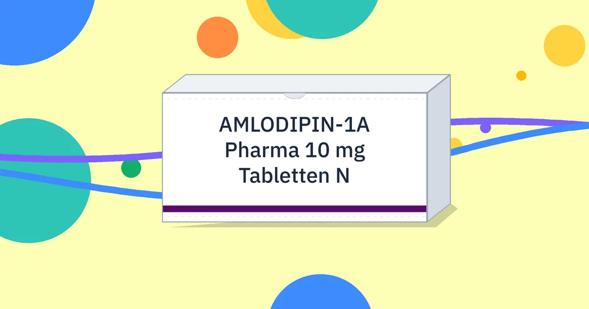 Symbolbild: Packung mit der Aufschrift AMLODIPIN-1A Pharma 10 mg Tabletten N (PZN 00889976) – Verfügbarkeit und Bezug in Apotheken in Frankfurt am Main