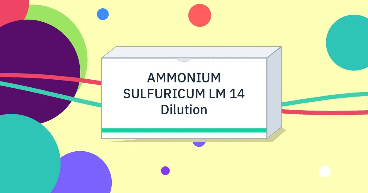 Symbolbild: Packung mit der Aufschrift AMMONIUM SULFURICUM LM 14 Dilution (PZN 13323213) – Verfügbarkeit und Bezug in Apotheken in Frankfurt am Main