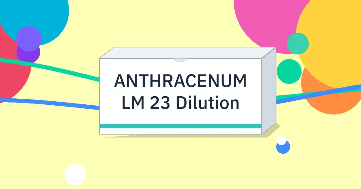 Symbolbild: Packung mit der Aufschrift ANTHRACENUM LM 23 Dilution (PZN 13370425) – Verfügbarkeit und Bezug in Apotheken in Frankfurt am Main
