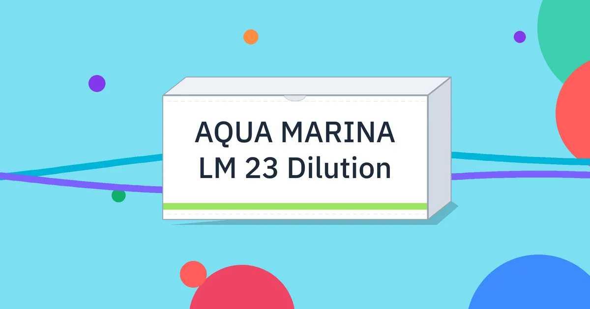 Symbolbild: Packung mit der Aufschrift AQUA MARINA LM 23 Dilution (PZN 12765624) – Verfügbarkeit und Bezug in Apotheken in Frankfurt am Main