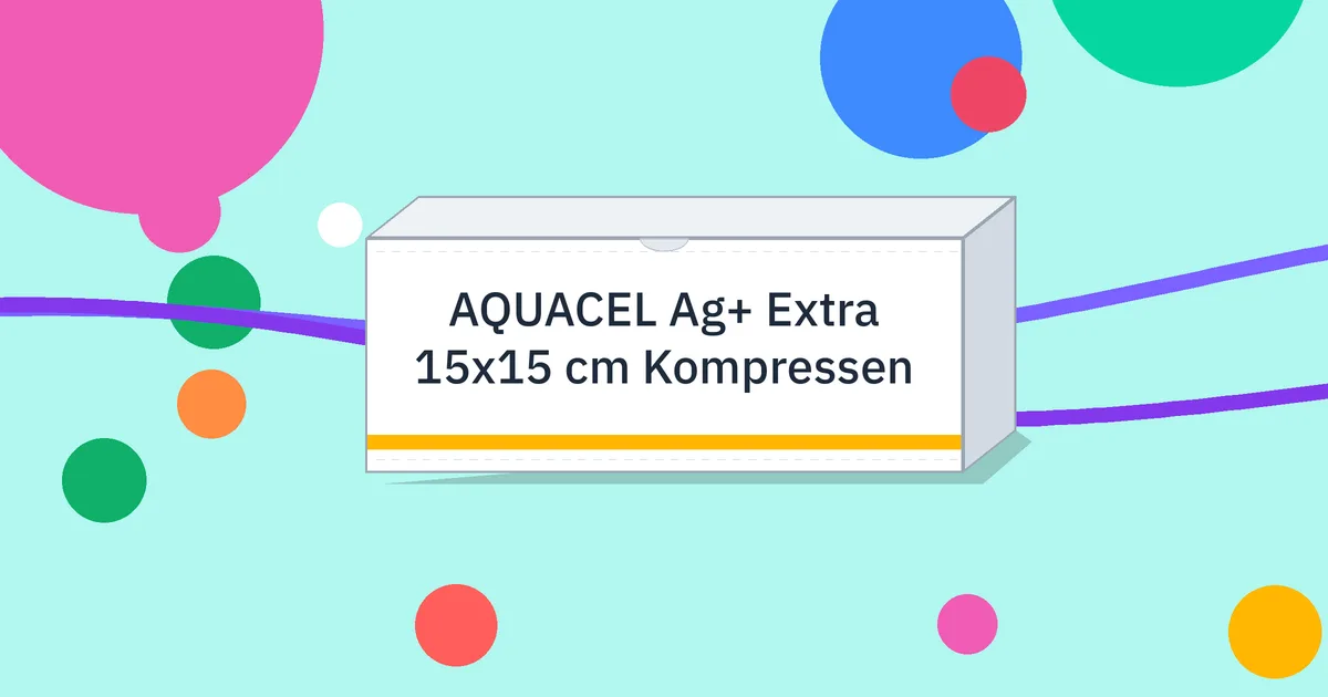 Symbolbild: Packung mit der Aufschrift AQUACEL Ag+ Extra 15x15 cm Kompressen (PZN 19348065) – Verfügbarkeit und Bezug in Apotheken in Frankfurt am Main