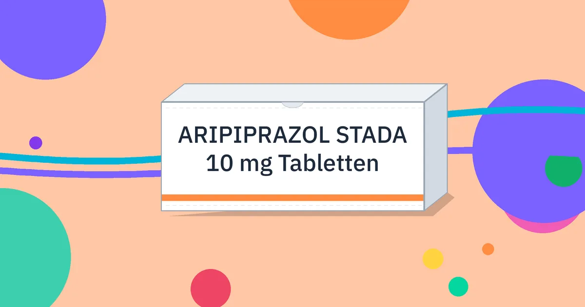 Symbolbild: Packung mit der Aufschrift ARIPIPRAZOL STADA 10 mg Tabletten (PZN 11651137) – Verfügbarkeit und Bezug in Apotheken in Frankfurt am Main