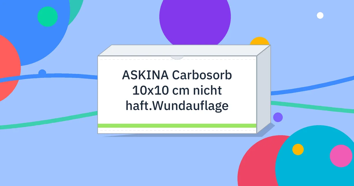 Symbolbild: Packung mit der Aufschrift ASKINA Carbosorb 10x10 cm nicht haft.Wundauflage (PZN 19194432) – Verfügbarkeit und Bezug in Apotheken in Frankfurt am Main