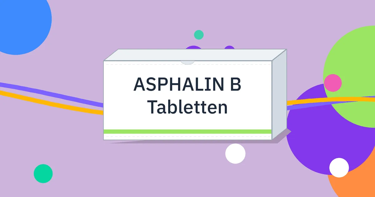 Symbolbild: Packung mit der Aufschrift ASPHALIN B Tabletten (PZN 00658053) – Verfügbarkeit und Bezug in Apotheken in Frankfurt am Main