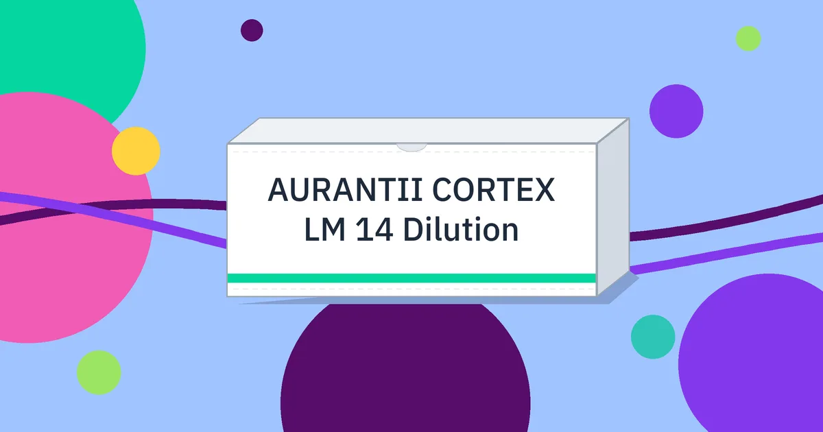 Symbolbild: Packung mit der Aufschrift AURANTII CORTEX LM 14 Dilution (PZN 13373062) – Verfügbarkeit und Bezug in Apotheken in Frankfurt am Main