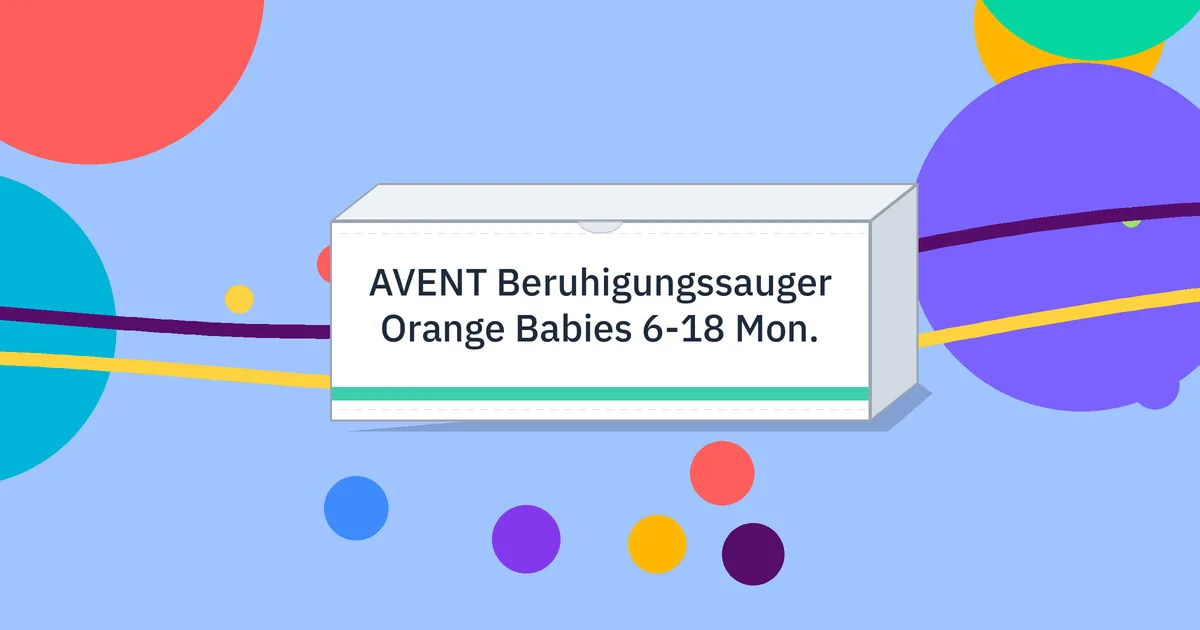 Symbolbild: Packung mit der Aufschrift AVENT Beruhigungssauger Orange Babies 6-18 Mon. (PZN 10754148) – Verfügbarkeit und Bezug in Apotheken in Frankfurt am Main