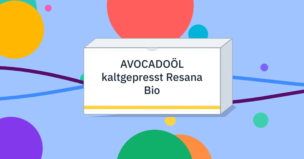 Symbolbild: Packung mit der Aufschrift AVOCADOÖL kaltgepresst Resana Bio (PZN 16819216) – Verfügbarkeit und Bezug in Apotheken in Frankfurt am Main