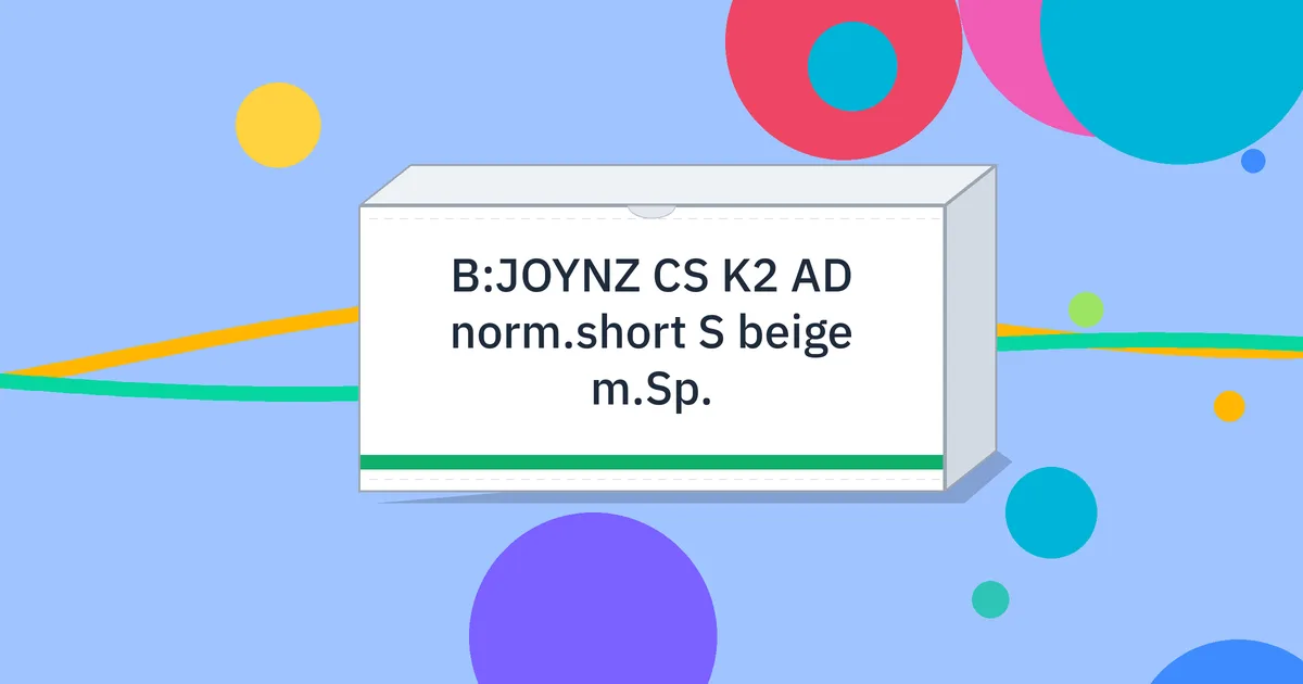 Symbolbild: Packung mit der Aufschrift B:JOYNZ CS K2 AD norm.short S beige m.Sp. (PZN 20525420) – Verfügbarkeit und Bezug in Apotheken in Frankfurt am Main