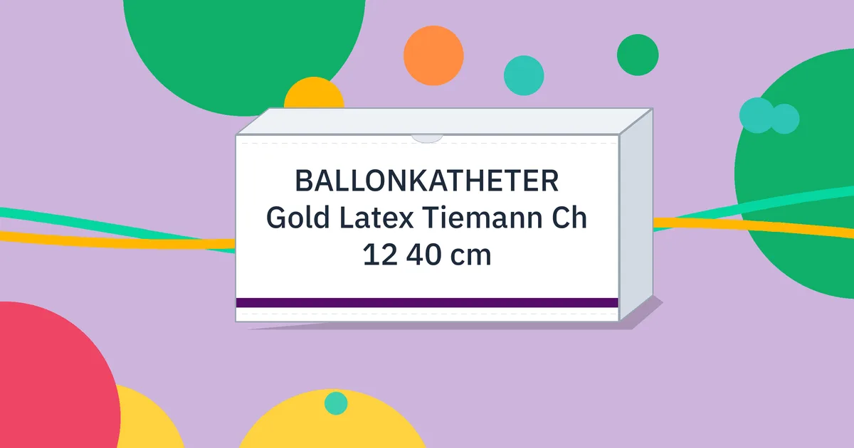 Symbolbild: Packung mit der Aufschrift BALLONKATHETER Gold Latex Tiemann Ch 12 40 cm (PZN 05141857) – Verfügbarkeit und Bezug in Apotheken in Frankfurt am Main