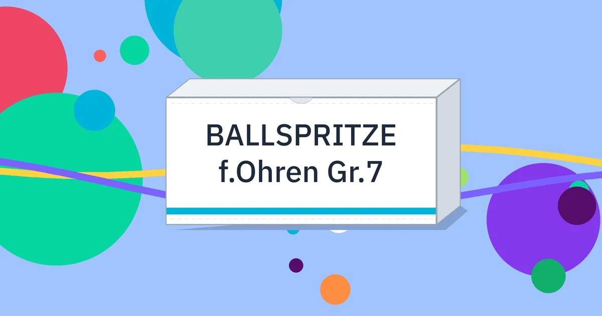 Symbolbild: Packung mit der Aufschrift BALLSPRITZE f.Ohren Gr.7 (PZN 03169372) – Verfügbarkeit und Bezug in Apotheken in Frankfurt am Main