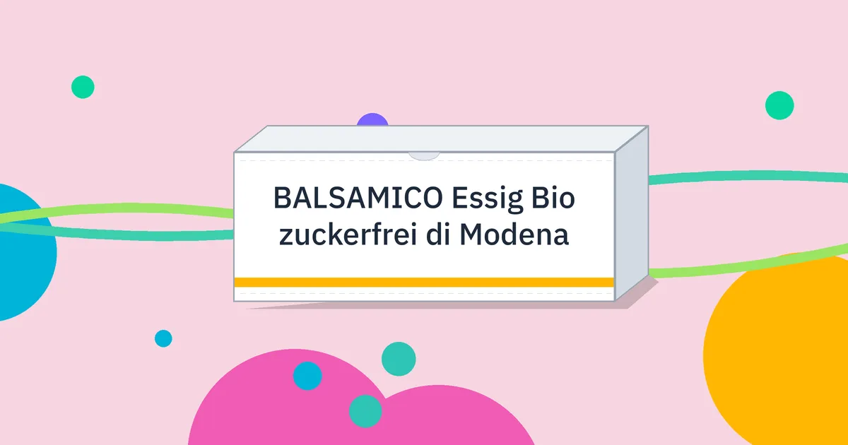 Symbolbild: Packung mit der Aufschrift BALSAMICO Essig Bio zuckerfrei di Modena (PZN 15432550) – Verfügbarkeit und Bezug in Apotheken in Frankfurt am Main