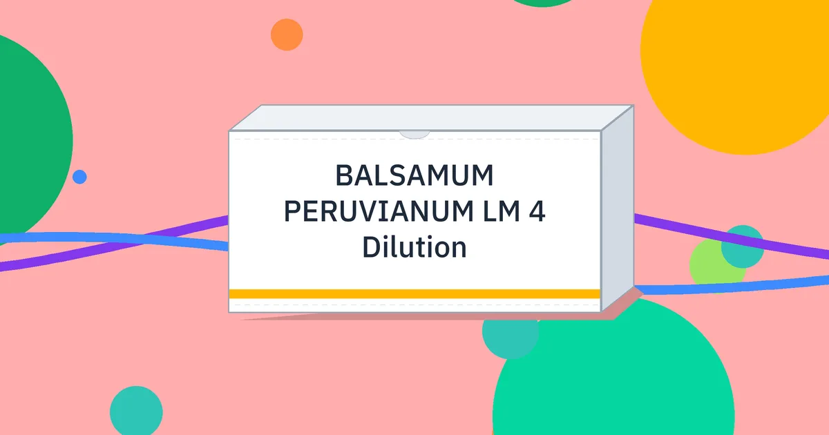 Symbolbild: Packung mit der Aufschrift BALSAMUM PERUVIANUM LM 4 Dilution (PZN 12787117) – Verfügbarkeit und Bezug in Apotheken in Frankfurt am Main
