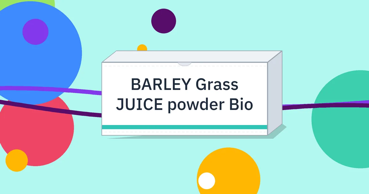 Symbolbild: Packung mit der Aufschrift BARLEY Grass JUICE powder Bio (PZN 18412306) – Verfügbarkeit und Bezug in Apotheken in Frankfurt am Main