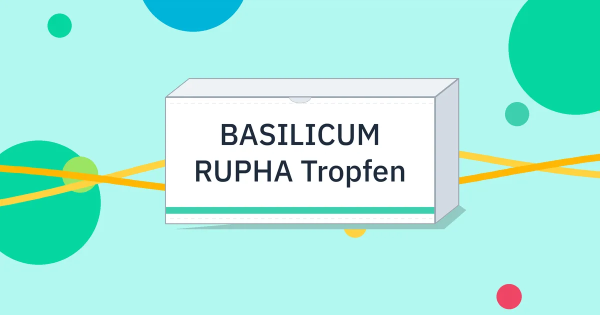 Symbolbild: Packung mit der Aufschrift BASILICUM RUPHA Tropfen (PZN 03575669) – Verfügbarkeit und Bezug in Apotheken in Frankfurt am Main