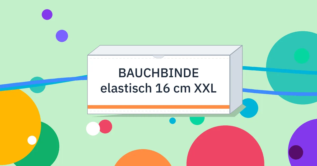 Symbolbild: Packung mit der Aufschrift BAUCHBINDE elastisch 16 cm XXL (PZN 19070641) – Verfügbarkeit und Bezug in Apotheken in Frankfurt am Main