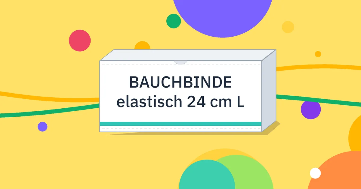Symbolbild: Packung mit der Aufschrift BAUCHBINDE elastisch 24 cm L (PZN 19070776) – Verfügbarkeit und Bezug in Apotheken in Frankfurt am Main