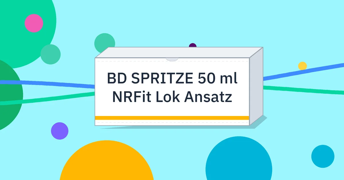 Symbolbild: Packung mit der Aufschrift BD SPRITZE 50 ml NRFit Lok Ansatz (PZN 18837276) – Verfügbarkeit und Bezug in Apotheken in Frankfurt am Main