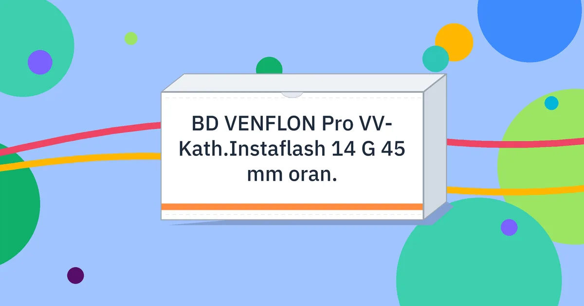 Symbolbild: Packung mit der Aufschrift BD VENFLON Pro VV-Kath.Instaflash 14 G 45 mm oran. (PZN 20273409) – Verfügbarkeit und Bezug in Apotheken in Frankfurt am Main