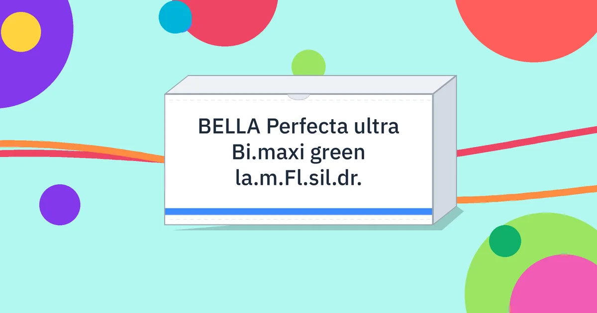 Symbolbild: Packung mit der Aufschrift BELLA Perfecta ultra Bi.maxi green la.m.Fl.sil.dr. (PZN 11276745) – Verfügbarkeit und Bezug in Apotheken in Frankfurt am Main
