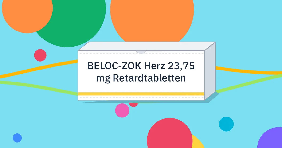 Symbolbild: Packung mit der Aufschrift BELOC-ZOK Herz 23,75 mg Retardtabletten (PZN 01634416) – Verfügbarkeit und Bezug in Apotheken in Frankfurt am Main