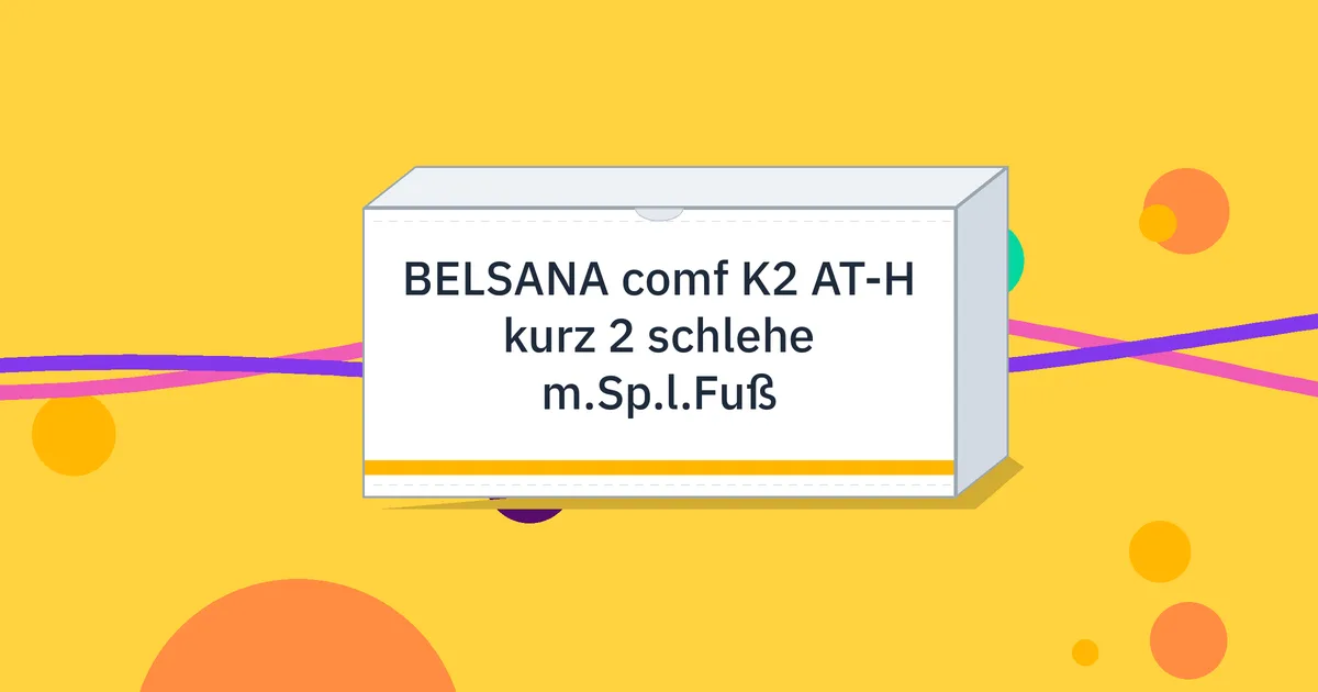 Symbolbild: Packung mit der Aufschrift BELSANA comf K2 AT-H kurz 2 schlehe m.Sp.l.Fuß (PZN 12328852) – Verfügbarkeit und Bezug in Apotheken in Frankfurt am Main