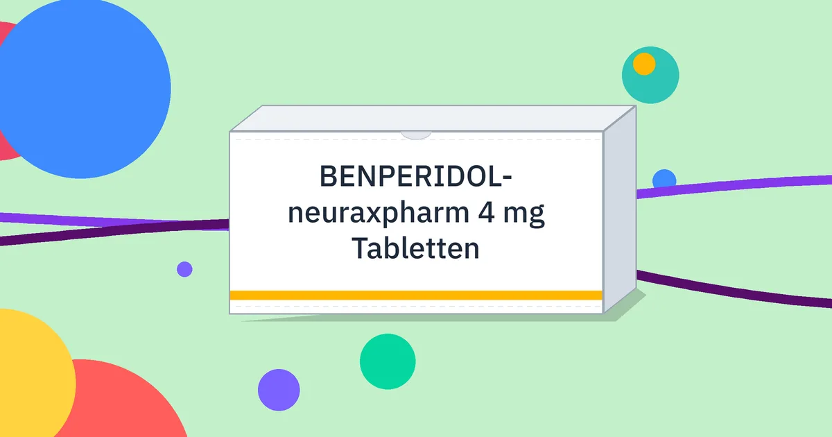 Symbolbild: Packung mit der Aufschrift BENPERIDOL-neuraxpharm 4 mg Tabletten (PZN 04463346) – Verfügbarkeit und Bezug in Apotheken in Frankfurt am Main