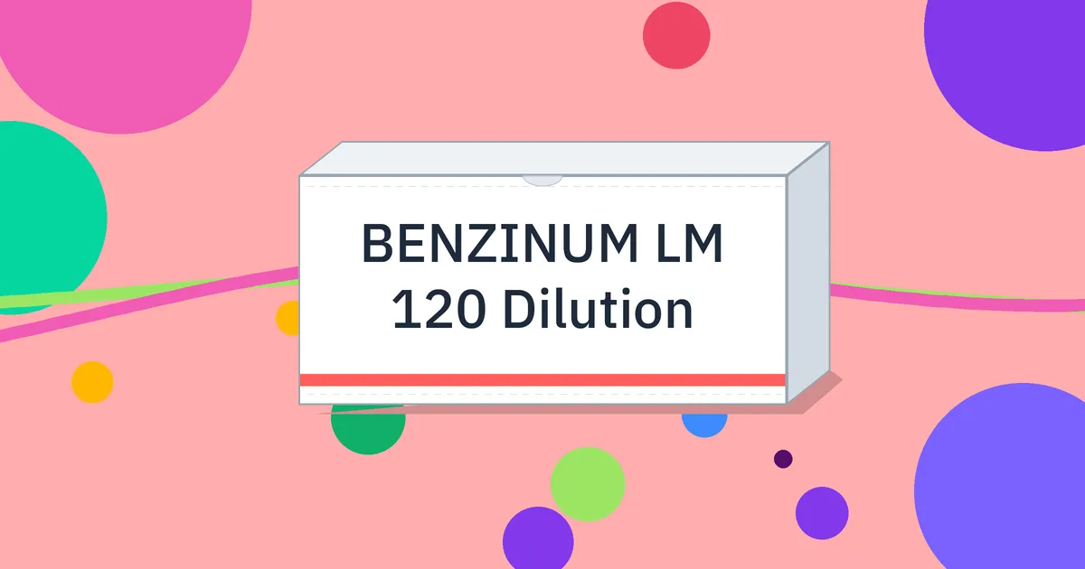 Symbolbild: Packung mit der Aufschrift BENZINUM LM 120 Dilution (PZN 12792325) – Verfügbarkeit und Bezug in Apotheken in Frankfurt am Main