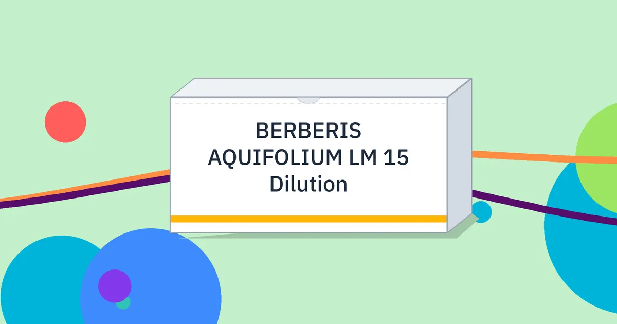 Symbolbild: Packung mit der Aufschrift BERBERIS AQUIFOLIUM LM 15 Dilution (PZN 13383238) – Verfügbarkeit und Bezug in Apotheken in Frankfurt am Main