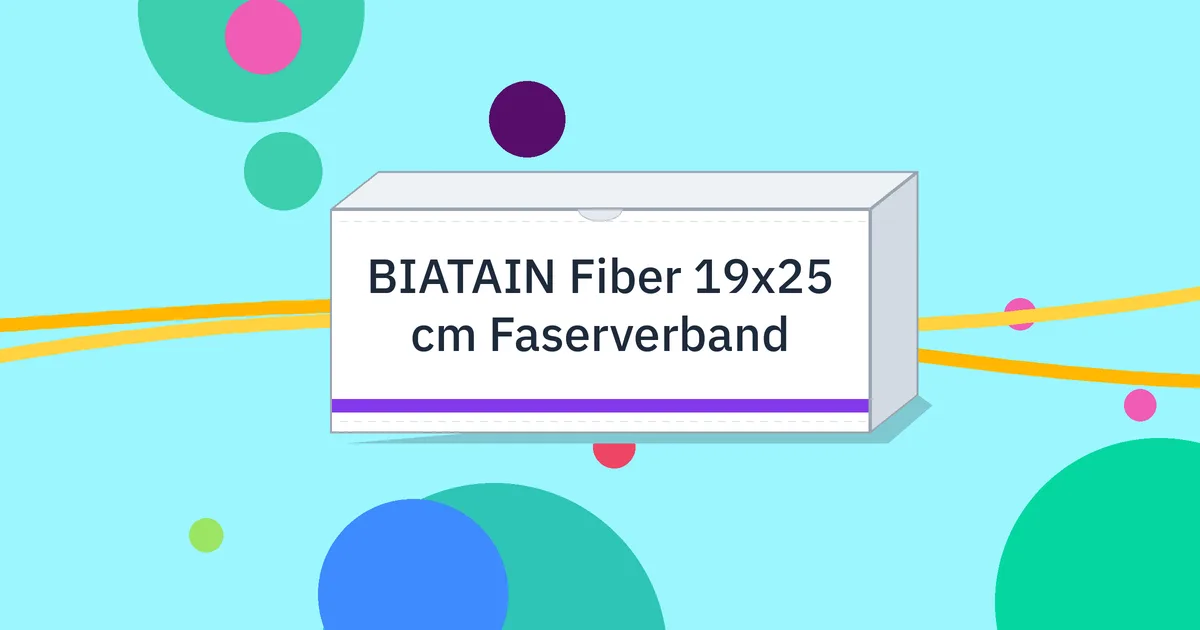 Symbolbild: Packung mit der Aufschrift BIATAIN Fiber 19x25 cm Faserverband (PZN 17971937) – Verfügbarkeit und Bezug in Apotheken in Frankfurt am Main