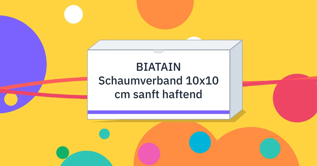 Symbolbild: Packung mit der Aufschrift BIATAIN Schaumverband 10x10 cm sanft haftend (PZN 10837845) – Verfügbarkeit und Bezug in Apotheken in Frankfurt am Main