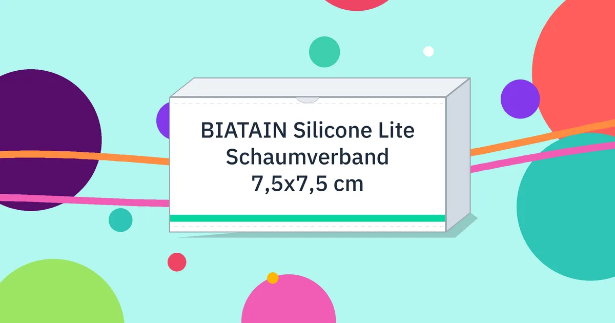 Symbolbild: Packung mit der Aufschrift BIATAIN Silicone Lite Schaumverband 7,5x7,5 cm (PZN 19904218) – Verfügbarkeit und Bezug in Apotheken in Frankfurt am Main