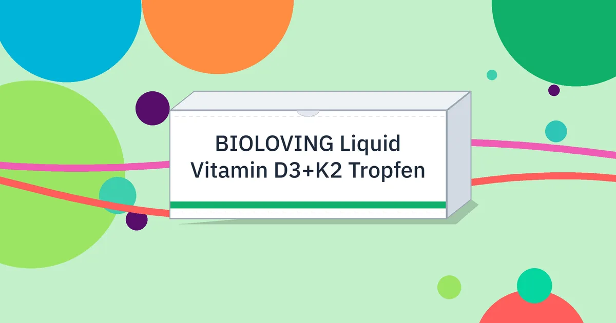 Symbolbild: Packung mit der Aufschrift BIOLOVING Liquid Vitamin D3+K2 Tropfen (PZN 20290939) – Verfügbarkeit und Bezug in Apotheken in Frankfurt am Main