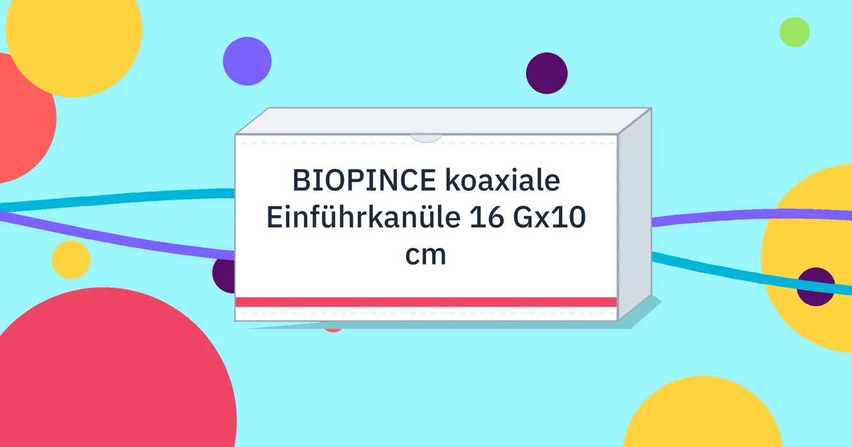 Symbolbild: Packung mit der Aufschrift BIOPINCE koaxiale Einführkanüle 16 Gx10 cm (PZN 02294514) – Verfügbarkeit und Bezug in Apotheken in Frankfurt am Main