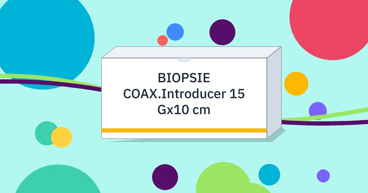 Symbolbild: Packung mit der Aufschrift BIOPSIE COAX.Introducer 15 Gx10 cm (PZN 18763796) – Verfügbarkeit und Bezug in Apotheken in Frankfurt am Main